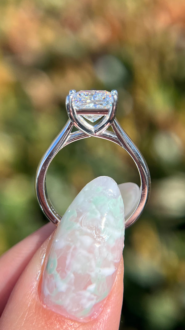 Ava (4mm) 2.32ct E-VS1 Princess Lab Diamond Engagement Ring 14K Gold ...